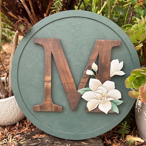 Personalized Magnolia Initial Sign, Hand-cut Wedding Gift Decor - Etsy