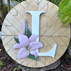 Lily Monogram Sign, Nursery Monogram Sign, Nursery Sign, Lilies Sign ...