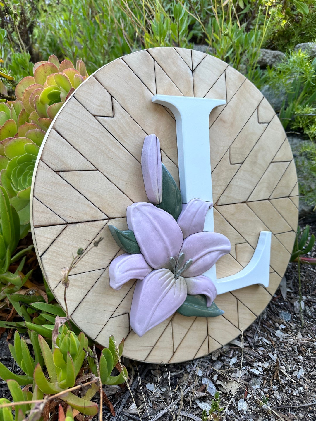 Lily Monogram Sign, Nursery Monogram Sign, Nursery Sign, Lilies Sign ...