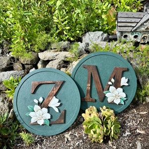 Magnolia Monogram Sign Personalized Wedding Gift Decor Monogram Sign ...