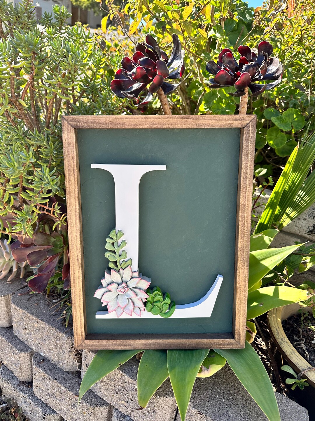 Succulent Monogram Sign, Succulent Sign, Succulent Decor, Monogram Sign ...
