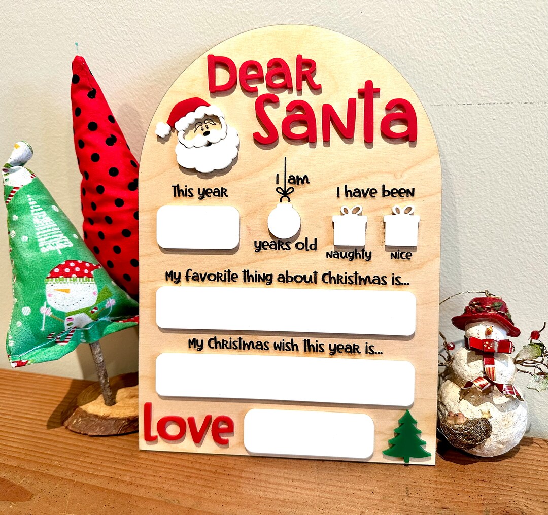 Dear Santa Dry Erase Christmas Board, Dear Santa Board, Kids Dear Santa ...