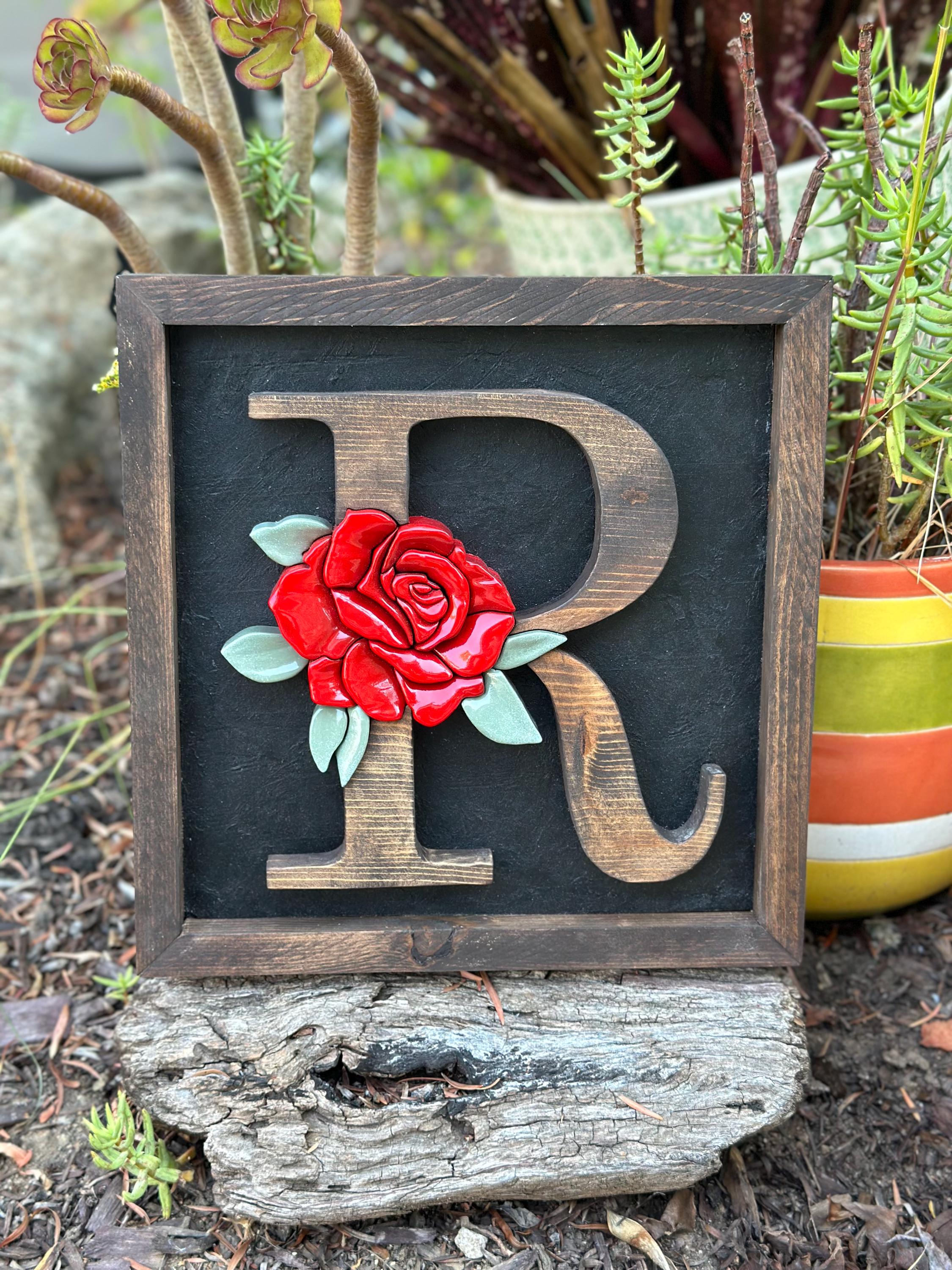 Handcrafted Rose Monogram Sign, Personalized Nursery Decor - Etsy