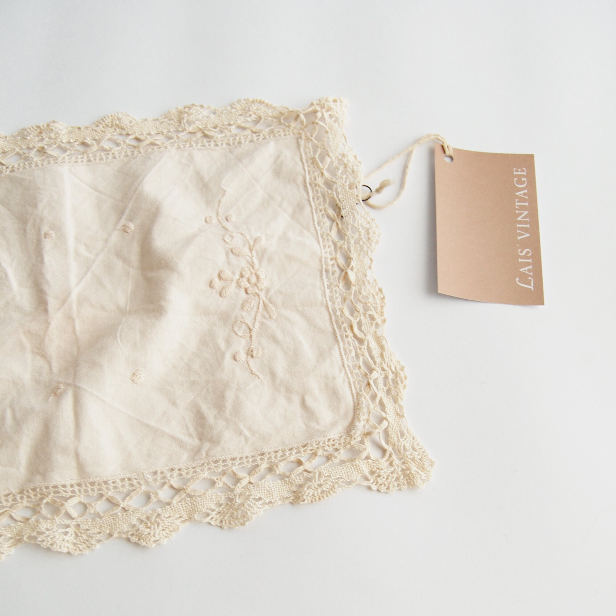 Cotton Lace Tea Towel | Vintage Handmade | Cream Table Cloth - Etsy