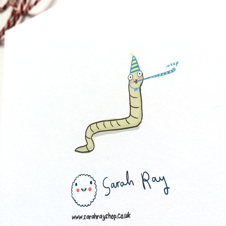 Funny Worm Birthday Card - Etsy