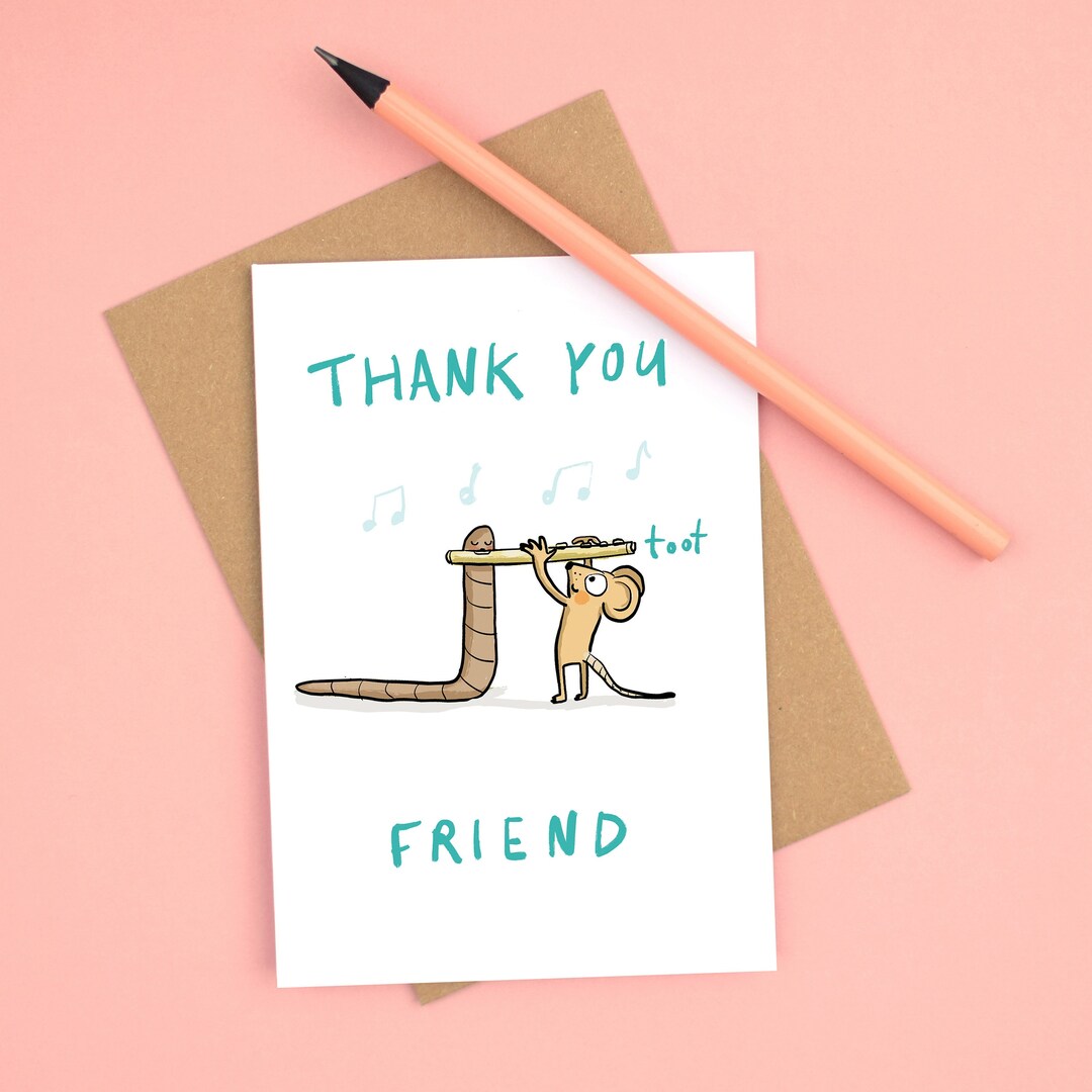 Thank You Friend Worm and Mouse Card - Etsy