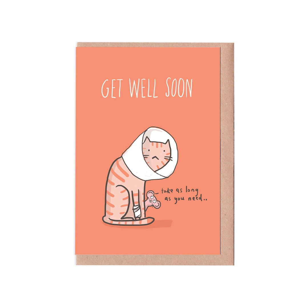 Get Well Cat Card - Etsy