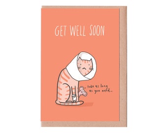 Cat Cone Card Get Well Card Feel Better Recovery Funny Cat Card - Etsy UK