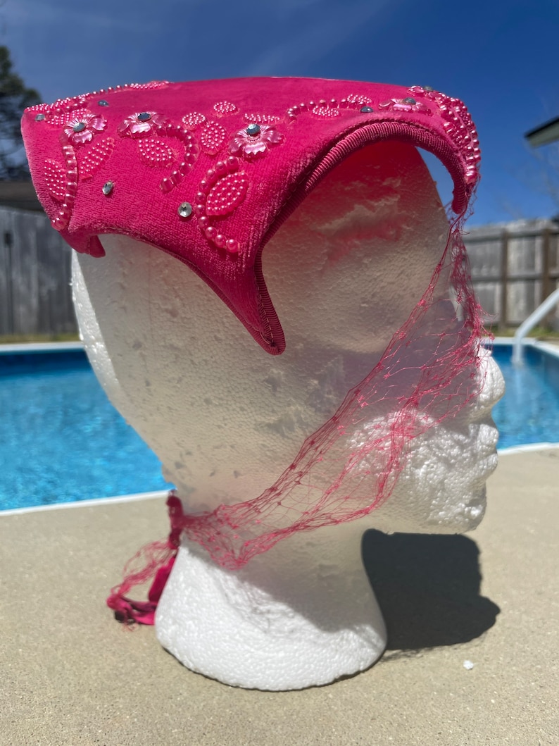 Vintage 1960s Veiled Hot Pink Velvet Mini Hat - Etsy