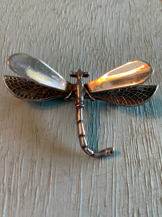 Sterling silver dragonfly brooch - Gem