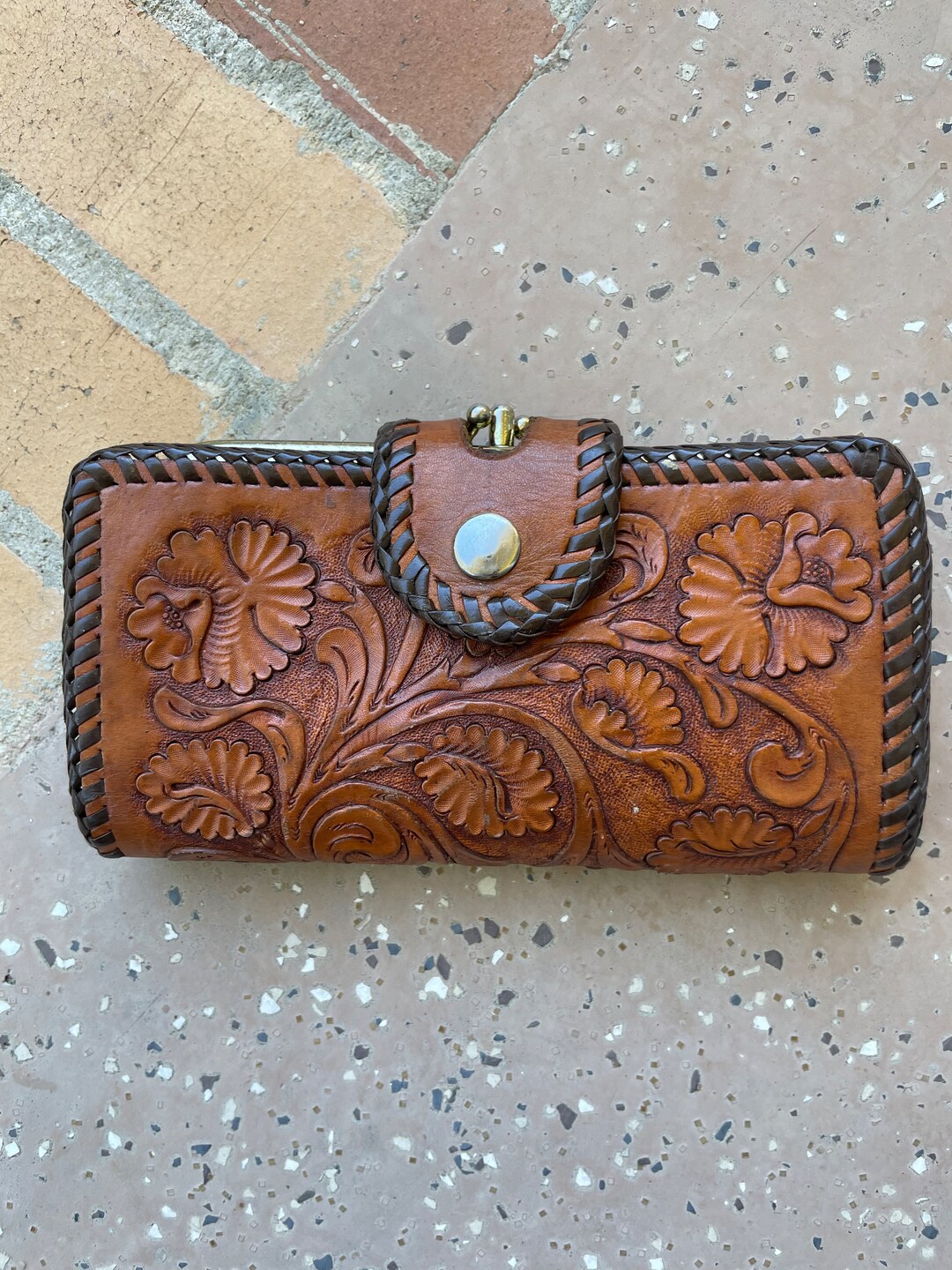 Tooled Leather Wallet. Vintage Western - Etsy