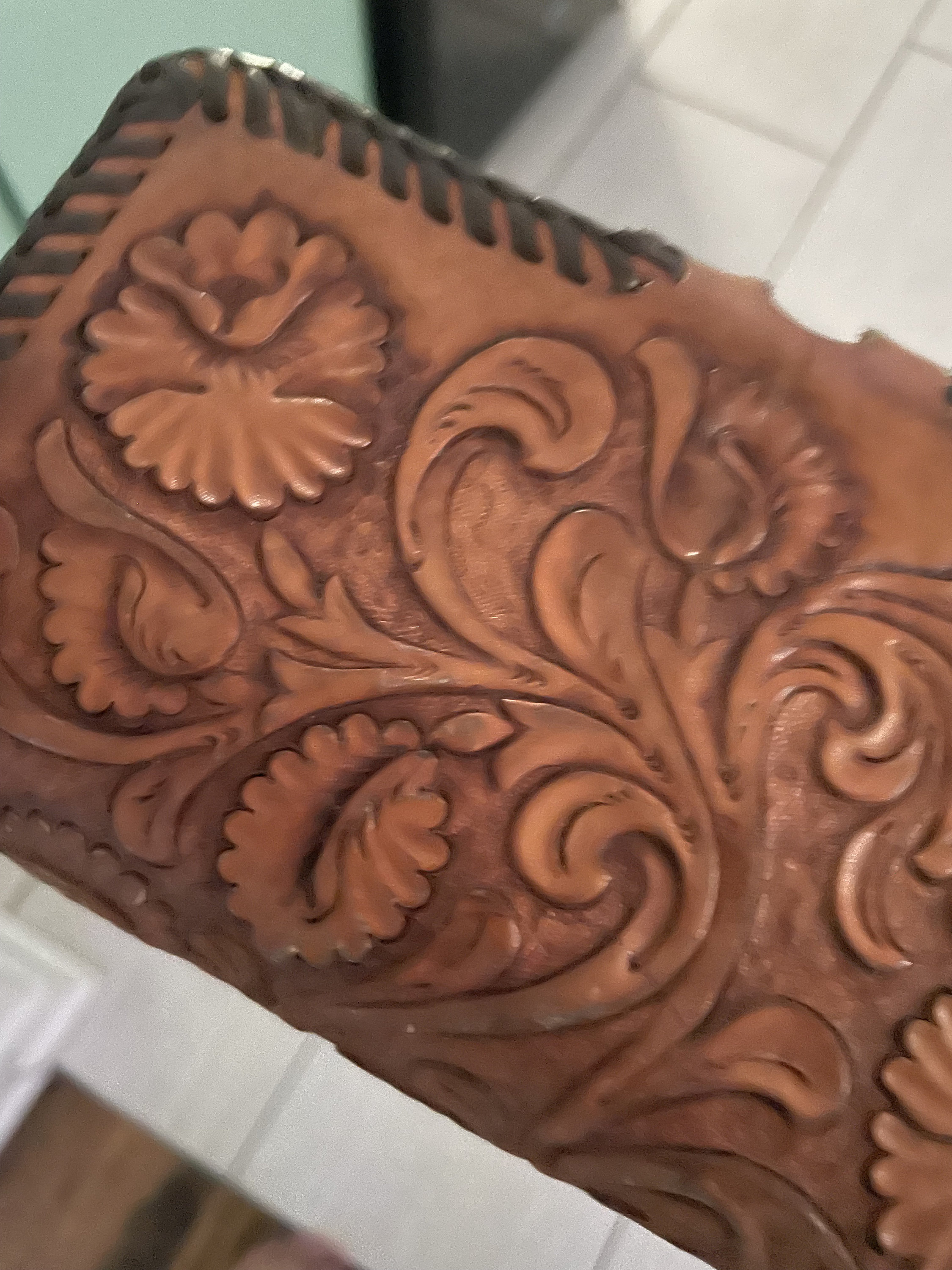 Tooled Leather Wallet. Vintage Western - Etsy