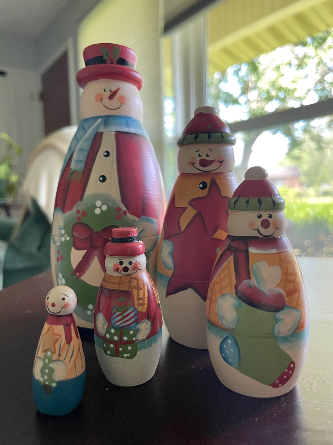 Christmas,vintage Primitive Snowman Nesting, Doll Set - Etsy