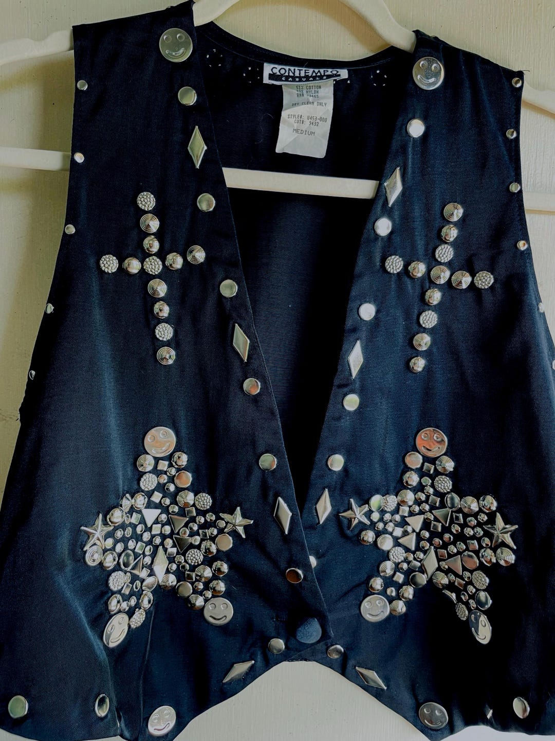 Vintage Contempo Casuals Studded Black Vest 1980/1990s - Etsy