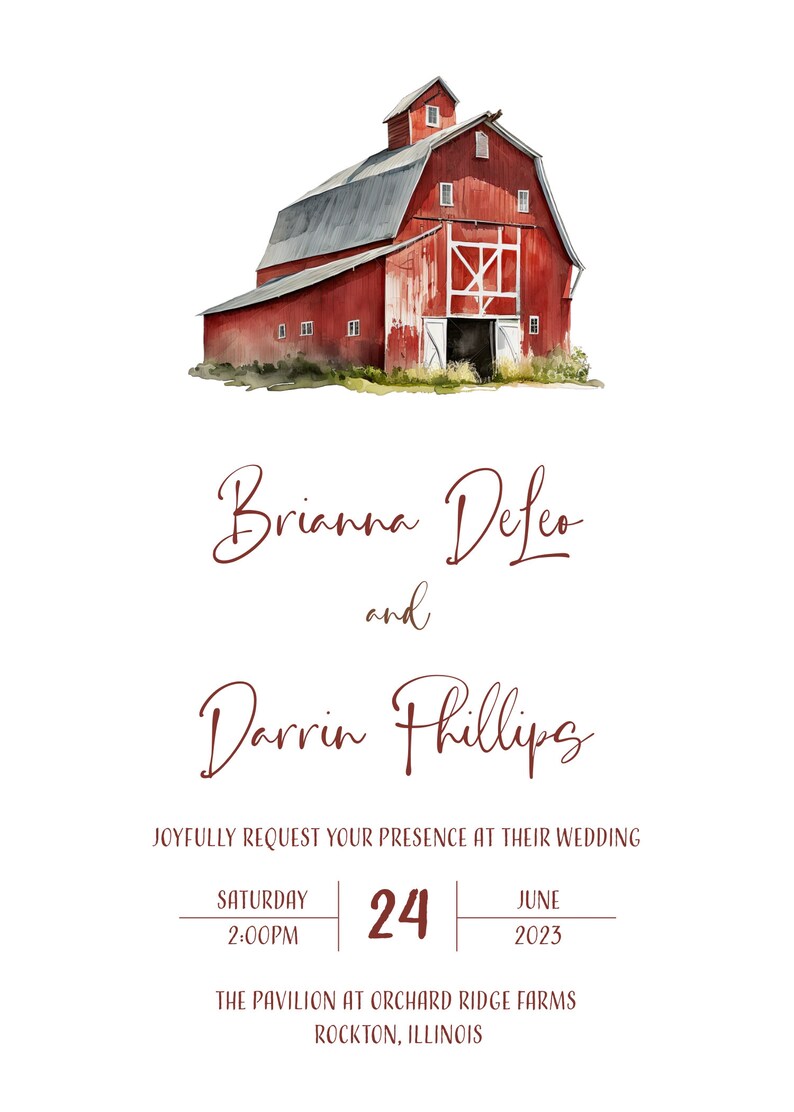 Rustic Barn Wedding Invitations | Digital Download | Minimalist ...