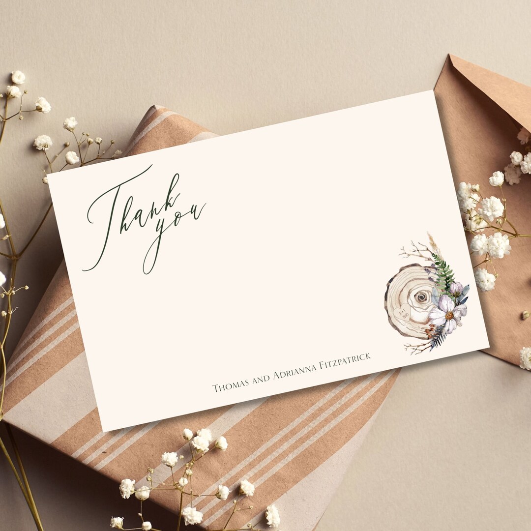 Woodland Fall Wedding Thank You Card, Digital Download, Fall Wedding ...