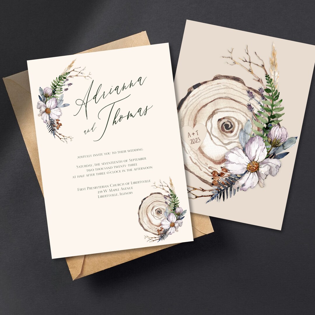 Woodland Fall Wedding Invitations, Digital Download, Autumn Wedding ...