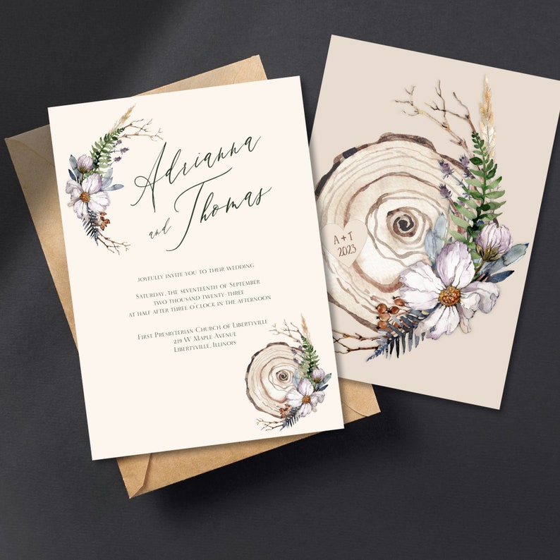 Woodland Fall Wedding Invitations, Digital Download, Autumn Wedding ...