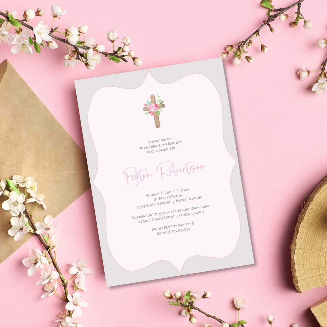 Girl Baptism Invitation Digital Download Baptism Invite - Etsy