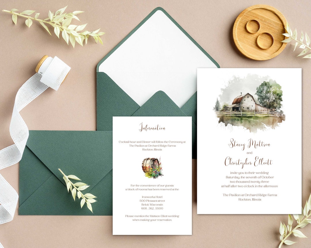 Rustic Barn Wedding Invitation Download, Country Farm Design, Cheap ...