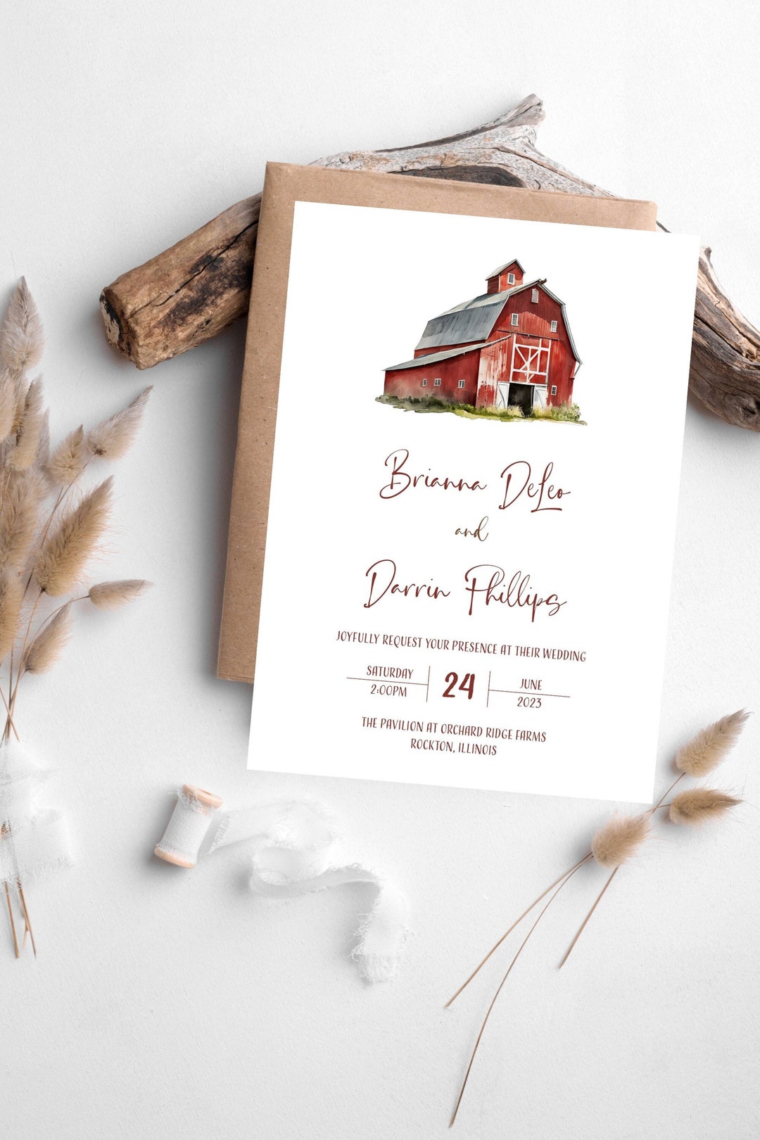 Rustic Barn Wedding Invitations | Digital Download | Minimalist ...