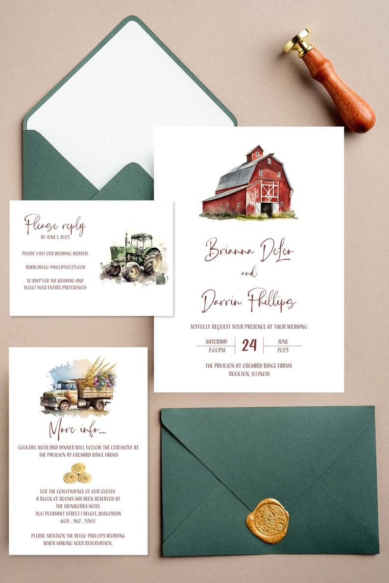 Rustic Barn Wedding Invitations | Digital Download | Minimalist ...