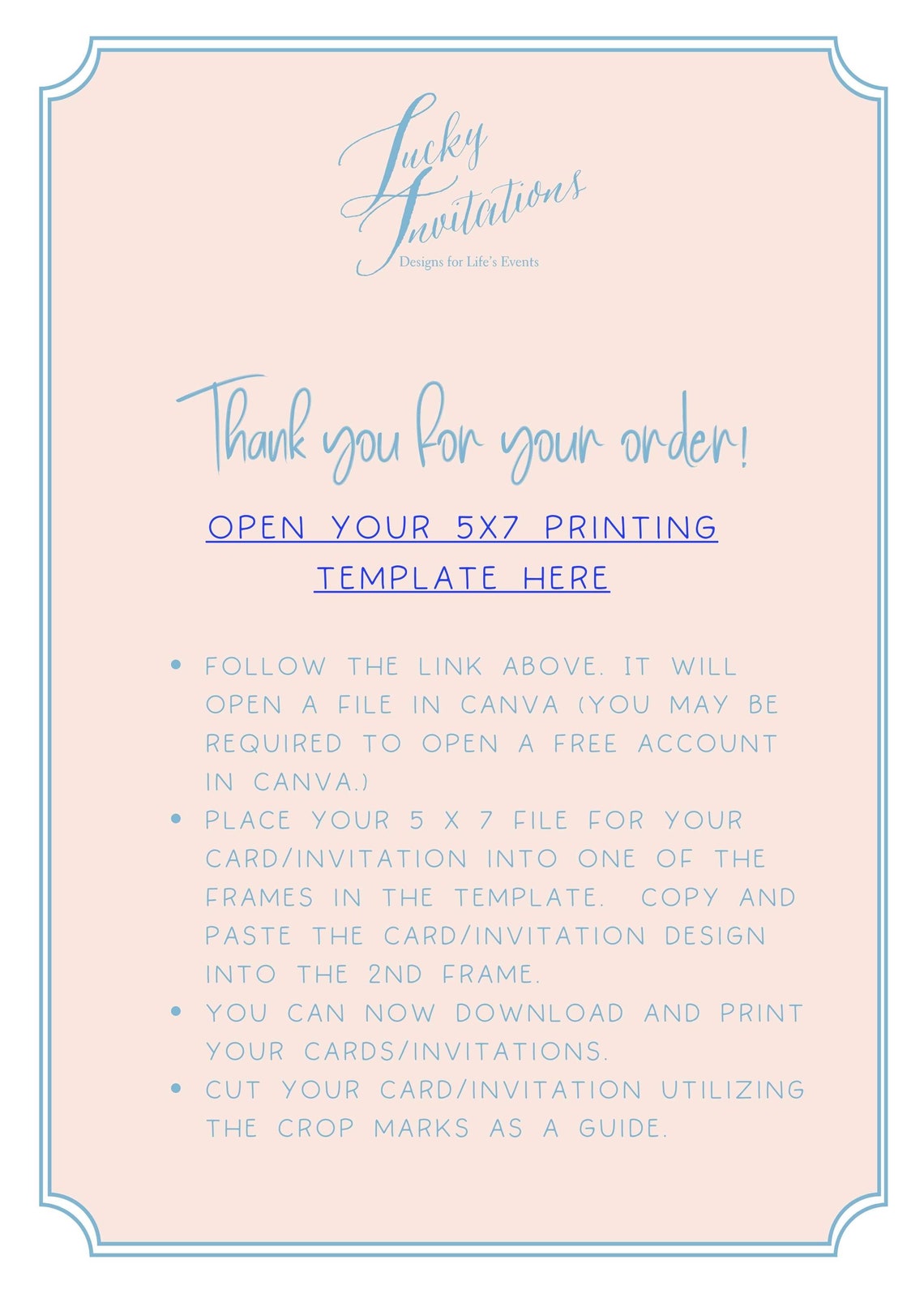 5 X 7" Printing Template for DIY Invitations, Print Guide Template ...