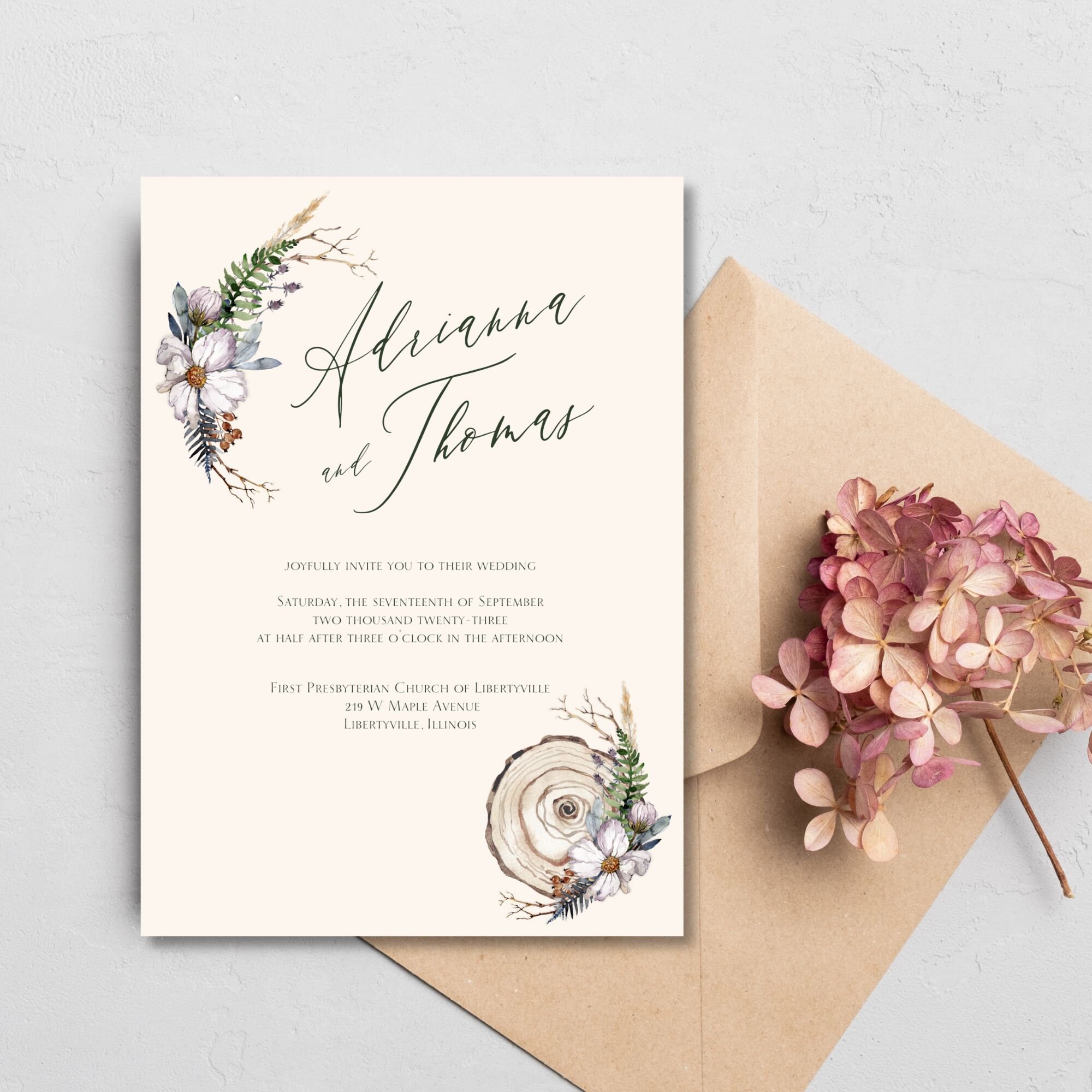 Woodland Fall Wedding Invitations, Digital Download, Autumn Wedding ...