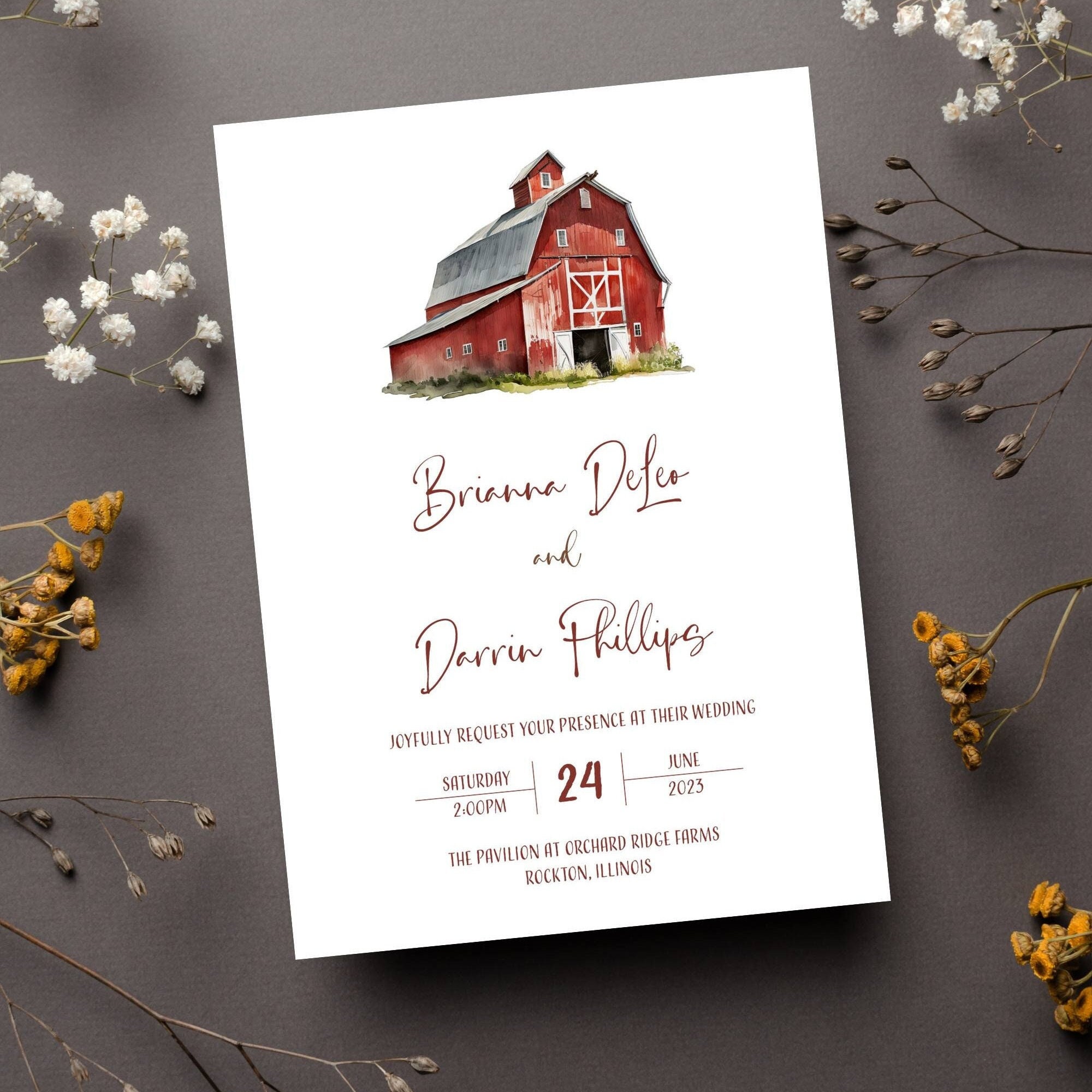 Rustic Barn Wedding Invitations Digital Download Minimalist ...