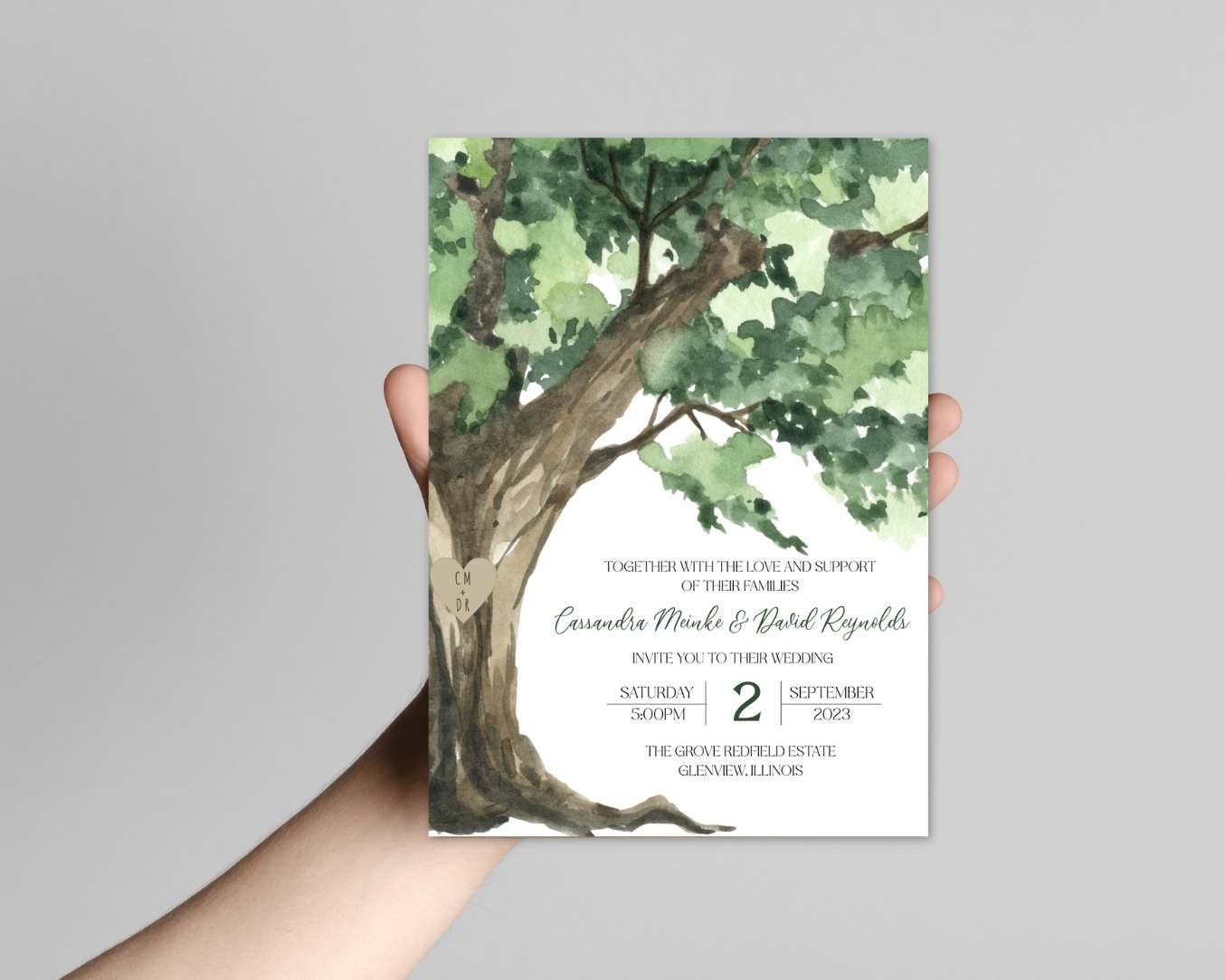 Rustic Oak Tree Wedding Invitation Suite, Printed Wedding Invitation ...