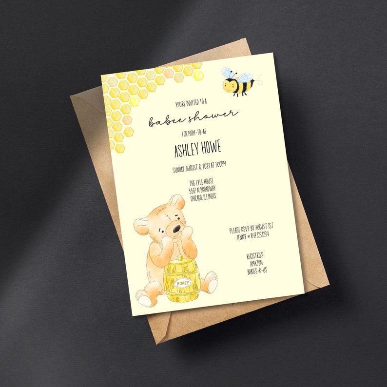 Plantilla de invitación de baby shower de Babee, descarga instantánea ...