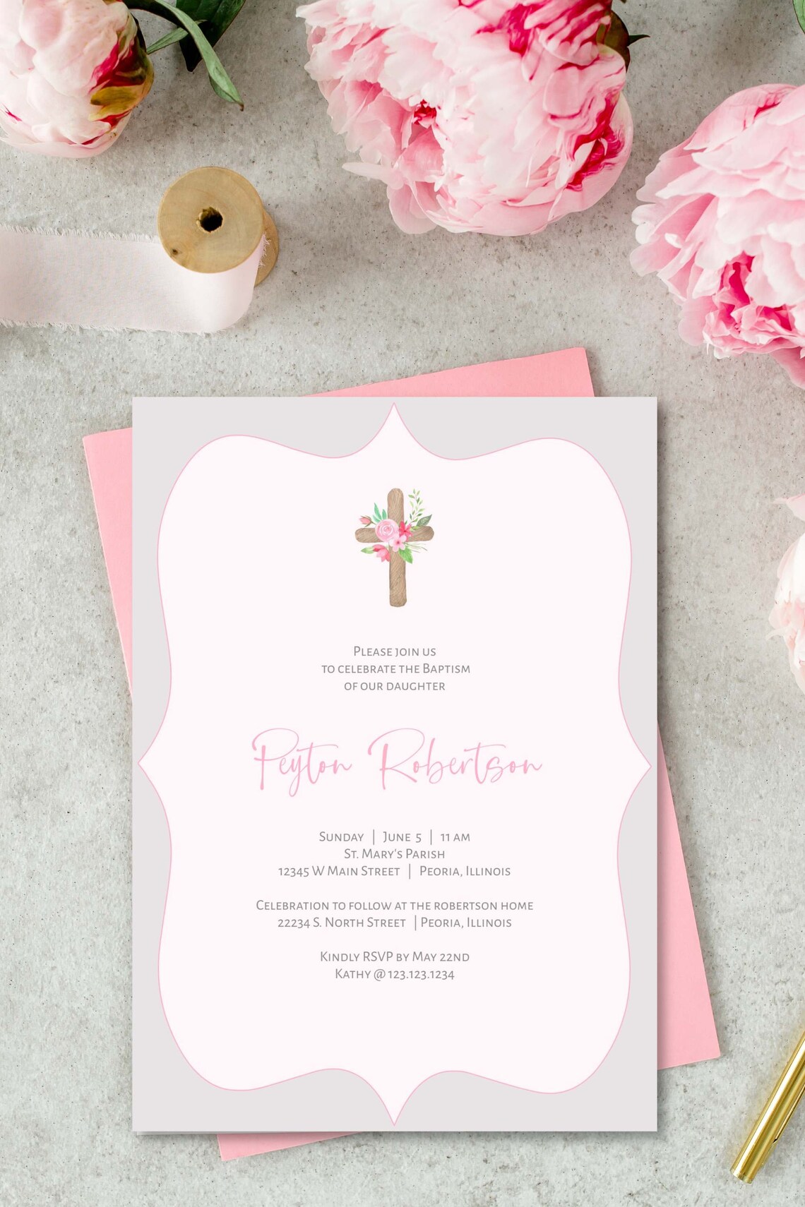 Girl Baptism Invitation Digital Download Baptism Invite - Etsy