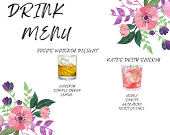 Wedding Drink Menu - Etsy