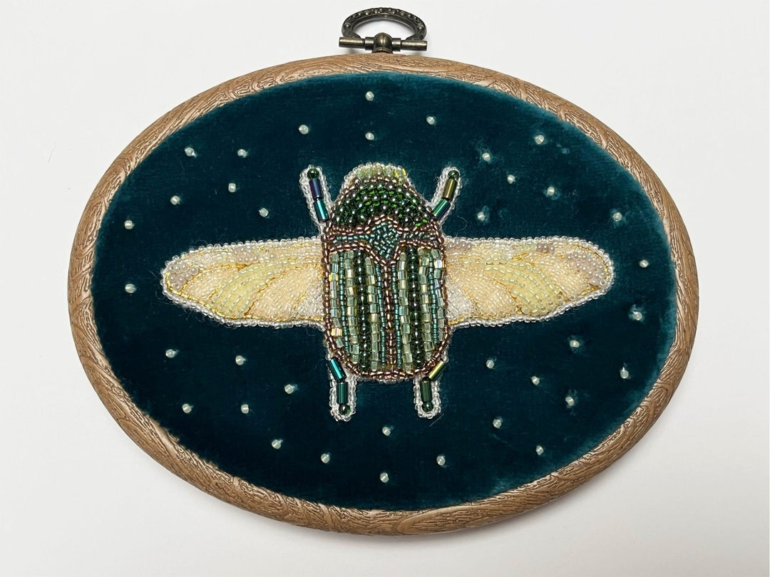 Hand-embroidered and Hand-beaded Insect Beetle Hoop Art - Etsy