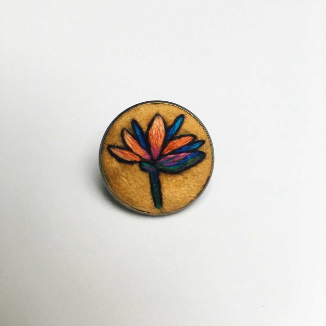 Hand Made Bird of Paradise Strelitzia Flower Pin, Hand-stitched ...
