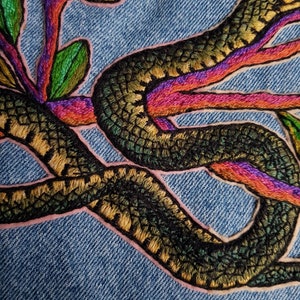 Repurposed Hand Embroidered Denim Jacket Wrangler, Unisex Jacket Size ...