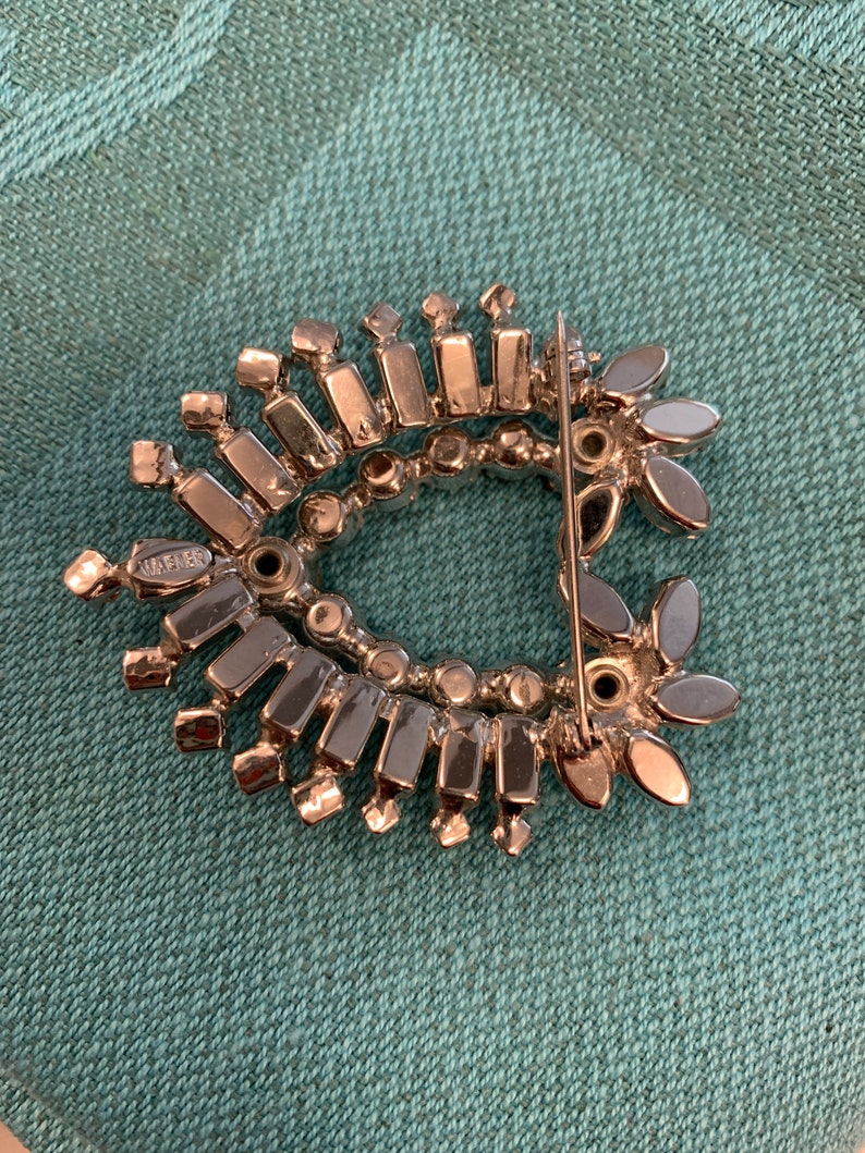 Vintage WARNER Marked HEART/SHIELD Shape Rhinestone Pin Mid - Etsy