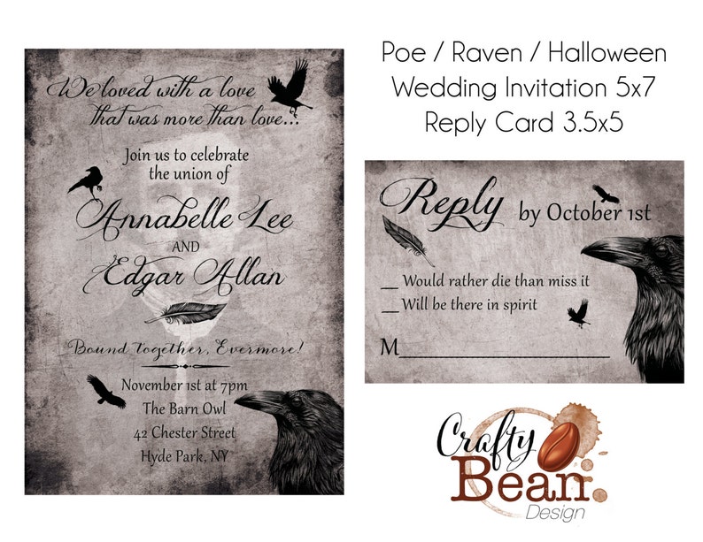 Raven / Poe / Halloween/ Gothic Wedding Invitation DIY Printable - Etsy