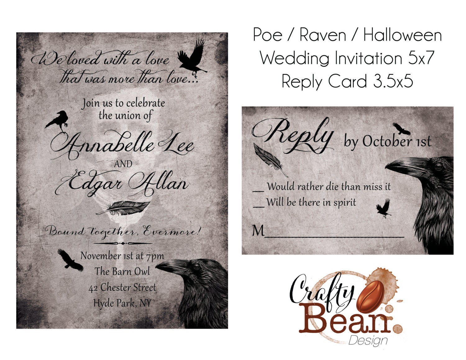 Raven / Poe / Halloween/ Gothic Wedding Invitation DIY Printable - Etsy