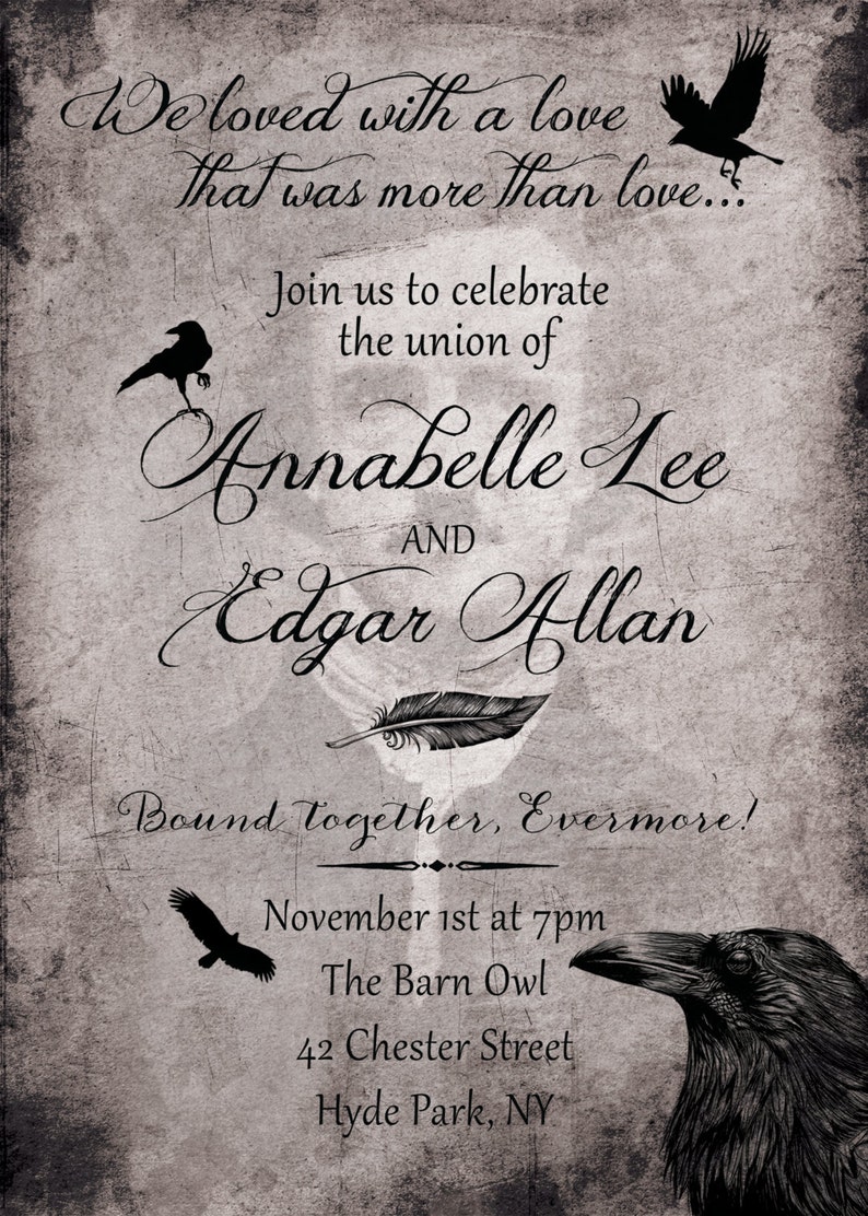 Raven / Poe / Halloween/ Gothic Wedding Invitation DIY Printable - Etsy