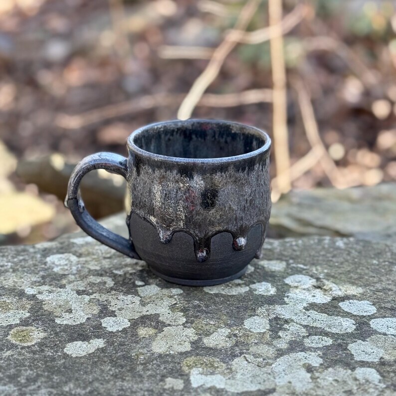 Obsidian Shore | Greys and Black on Dark Speckled Clay Ceramic Mug ...