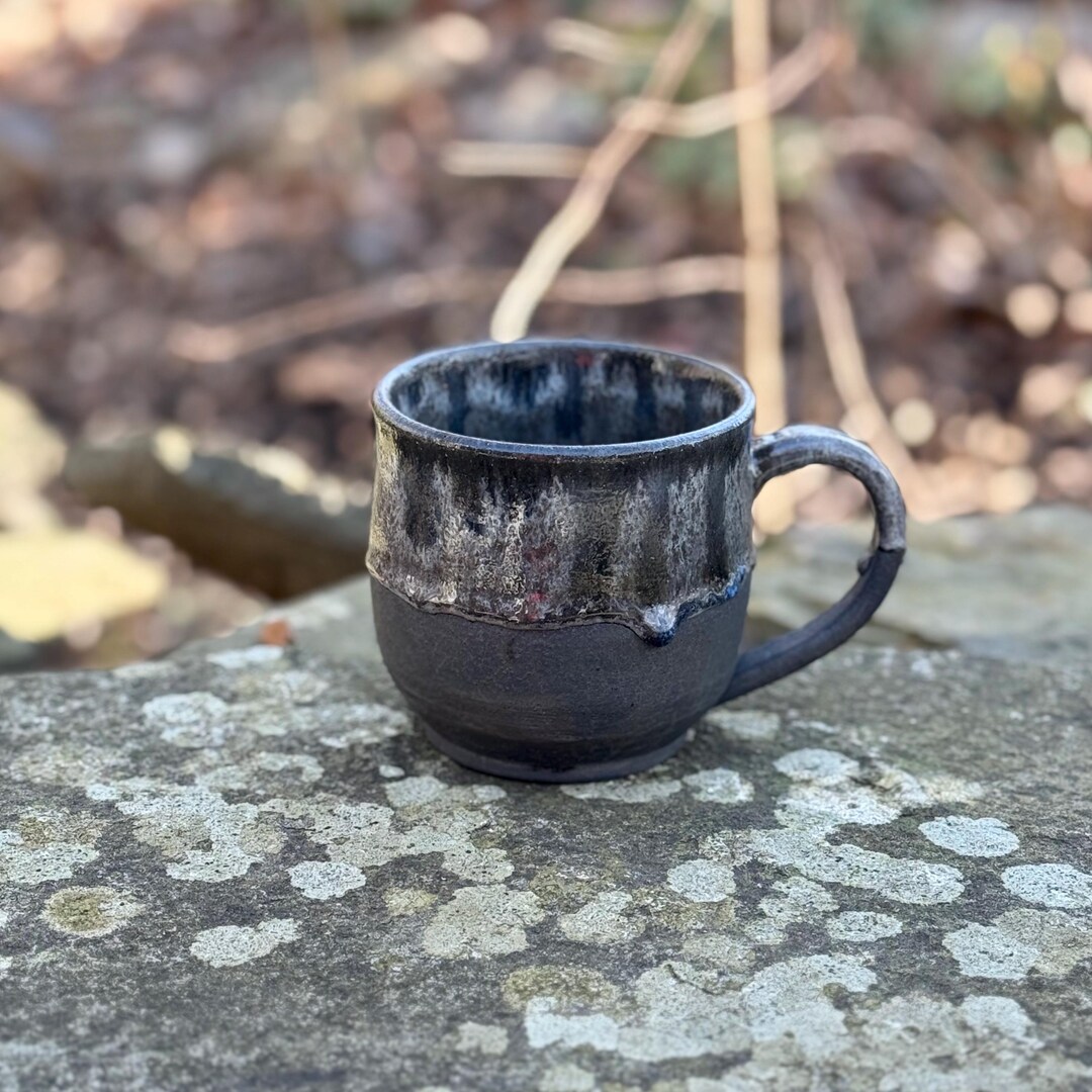 Obsidian Shore | Greys and Black on Dark Speckled Clay Ceramic Mug ...