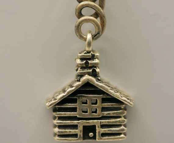Sterling Silver Little Log Cabin Necklace - Gem