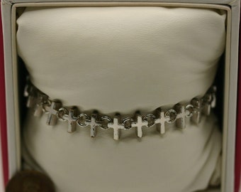 Multi Cross Bracelet, Sterling Silver Christian Charm Bracelet ...