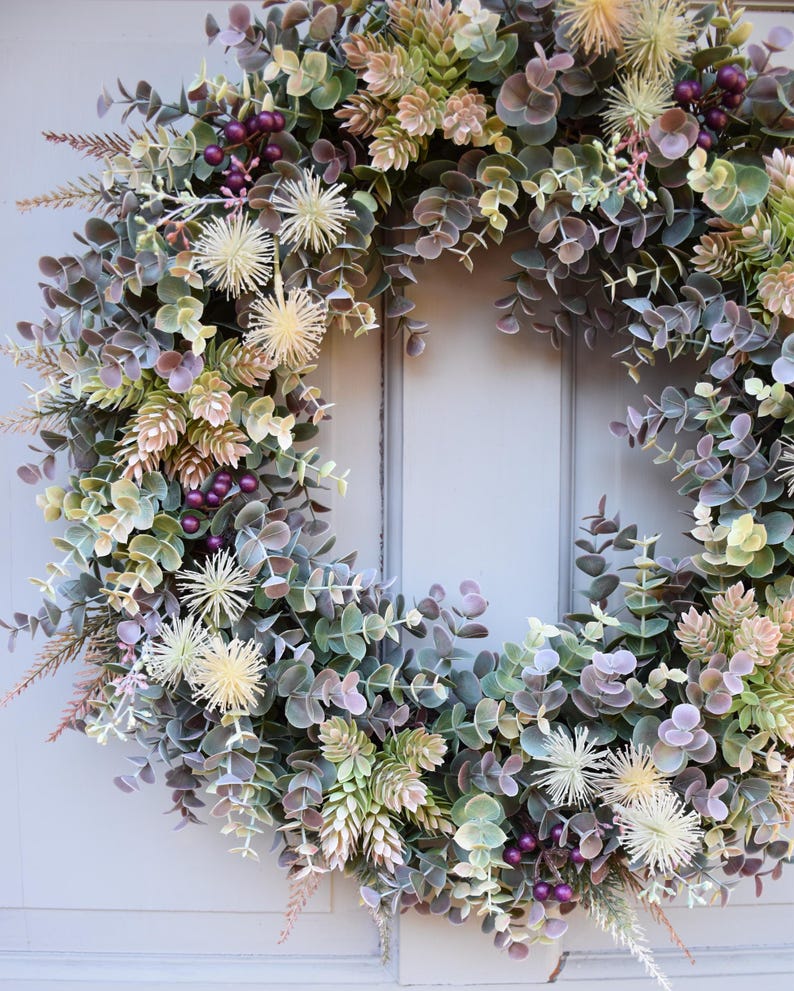 Rustic Farmhouse Wreath, Everyday Eucalyptus Wreath - Etsy