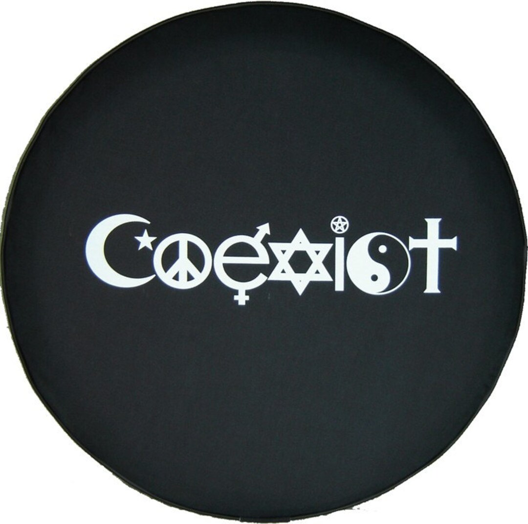 35 Heavy Denim Textured Vinyl Tire Cover COEXIST Hand - Etsy