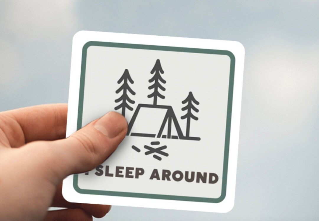 I Sleep Around Camping Sticker | Nature | Tent | Humor | Waterbottle ...