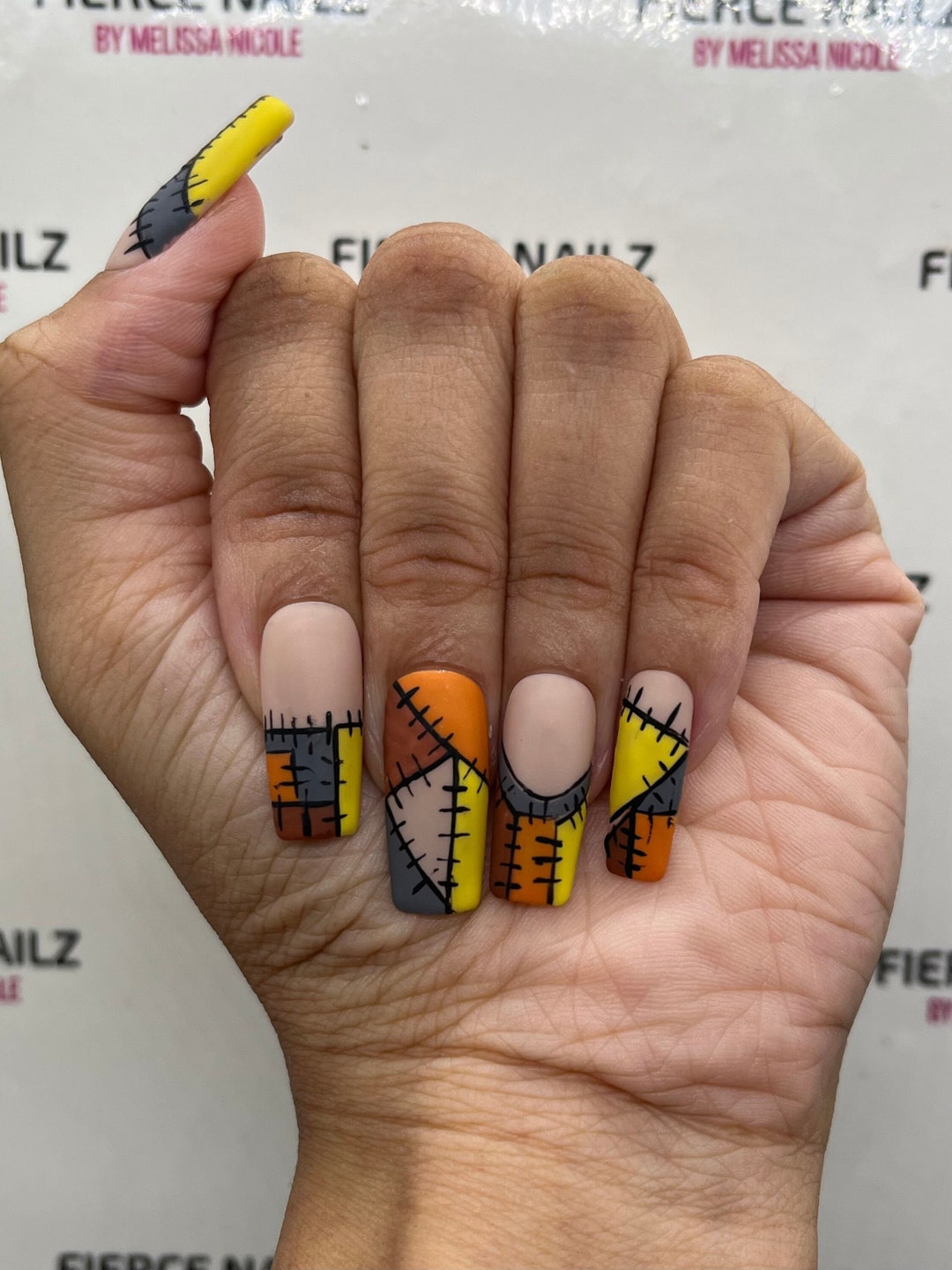 Patchwork Nails Patchwork Press on Nails Matte Fall Nails Matte ...