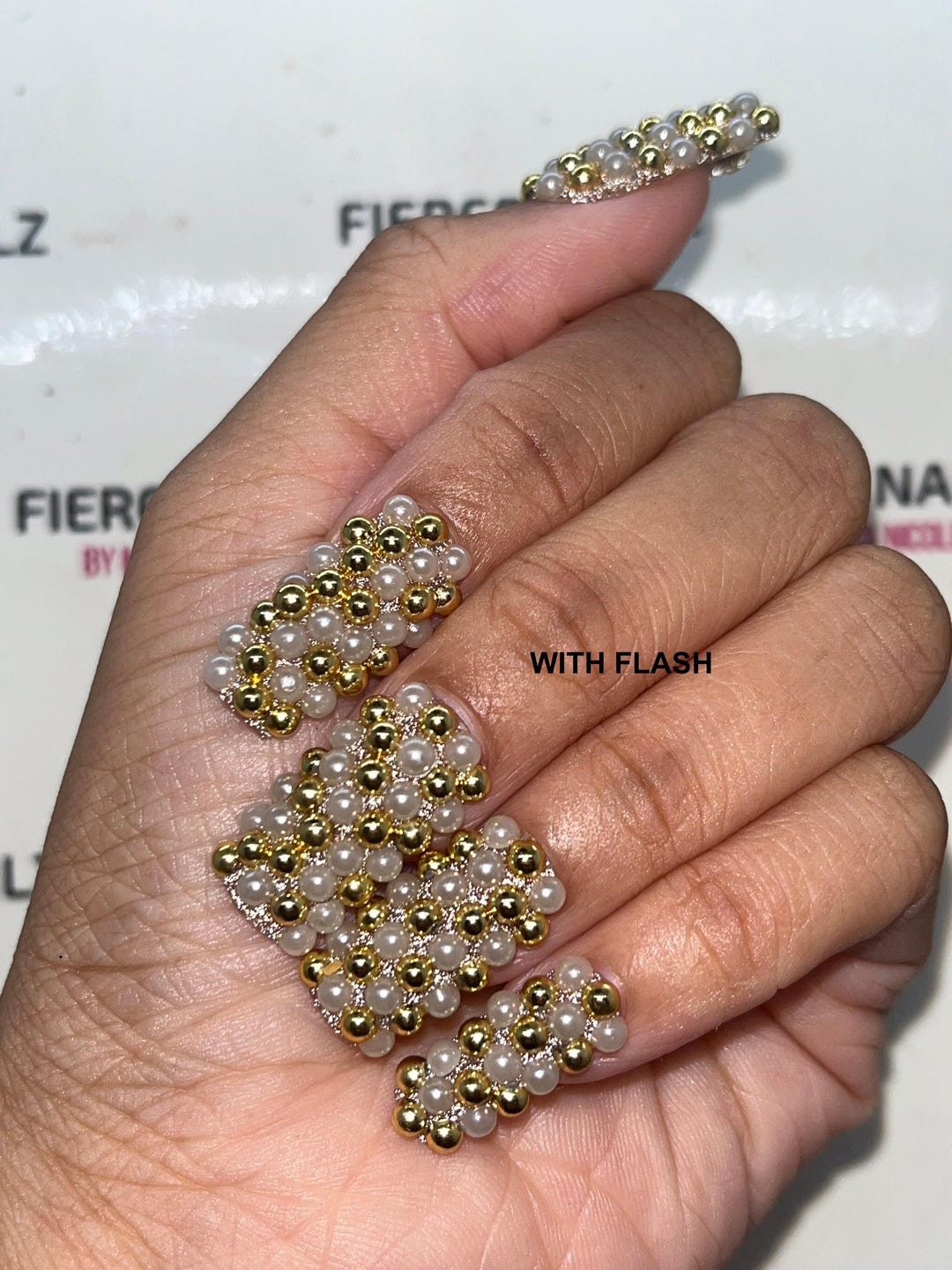 Gold Pearls White Pearls Ivory Pearls Nails Reflective Gel Flash Gel ...