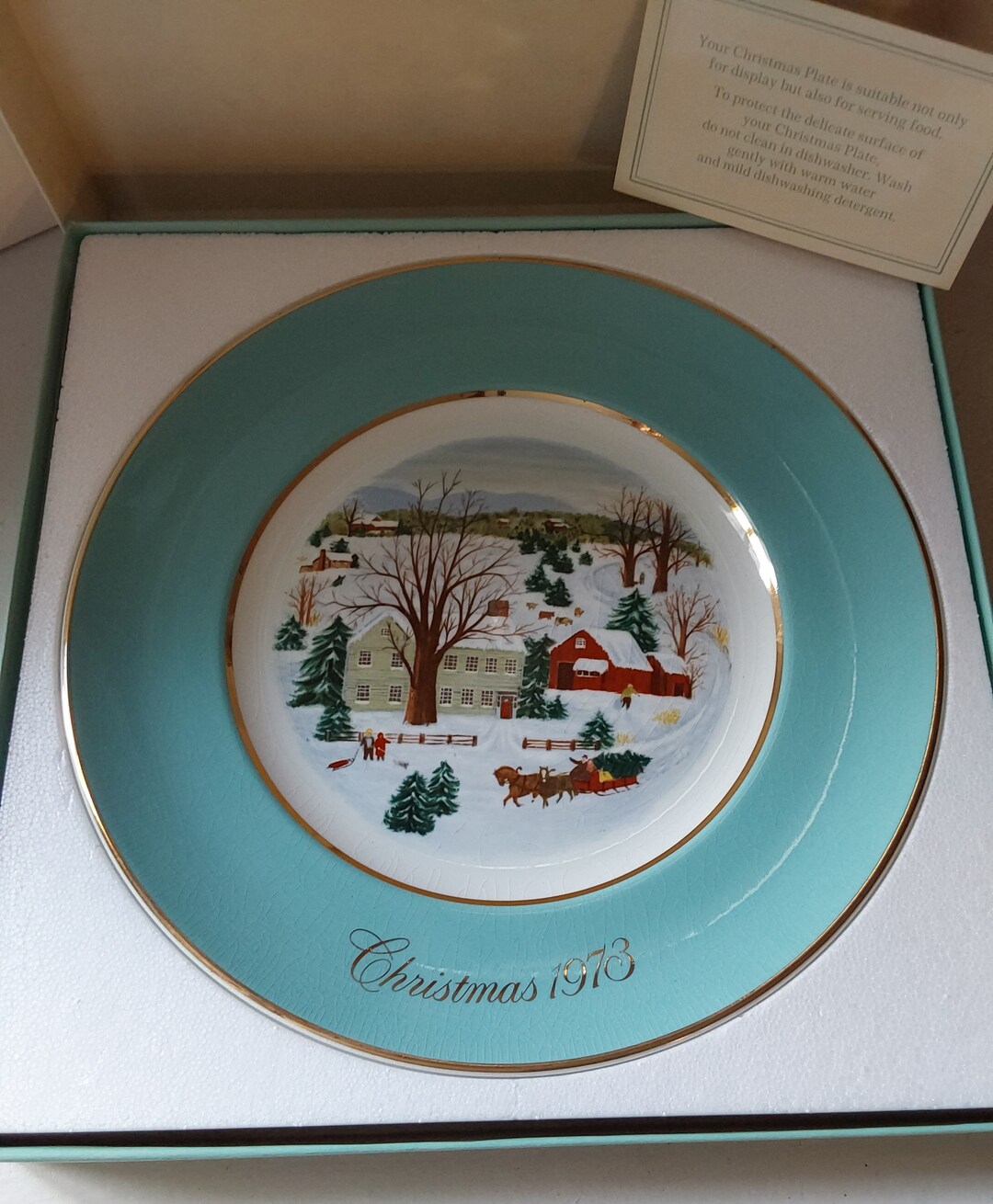Avon Christmas Plate Wedgwood 1973 CHRISTMAS on the FARM First Edition Enoch BOX - Etsy